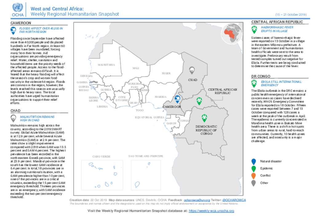 Document - OCHA West and Central Africa: Weekly Regional Humanitarian ...