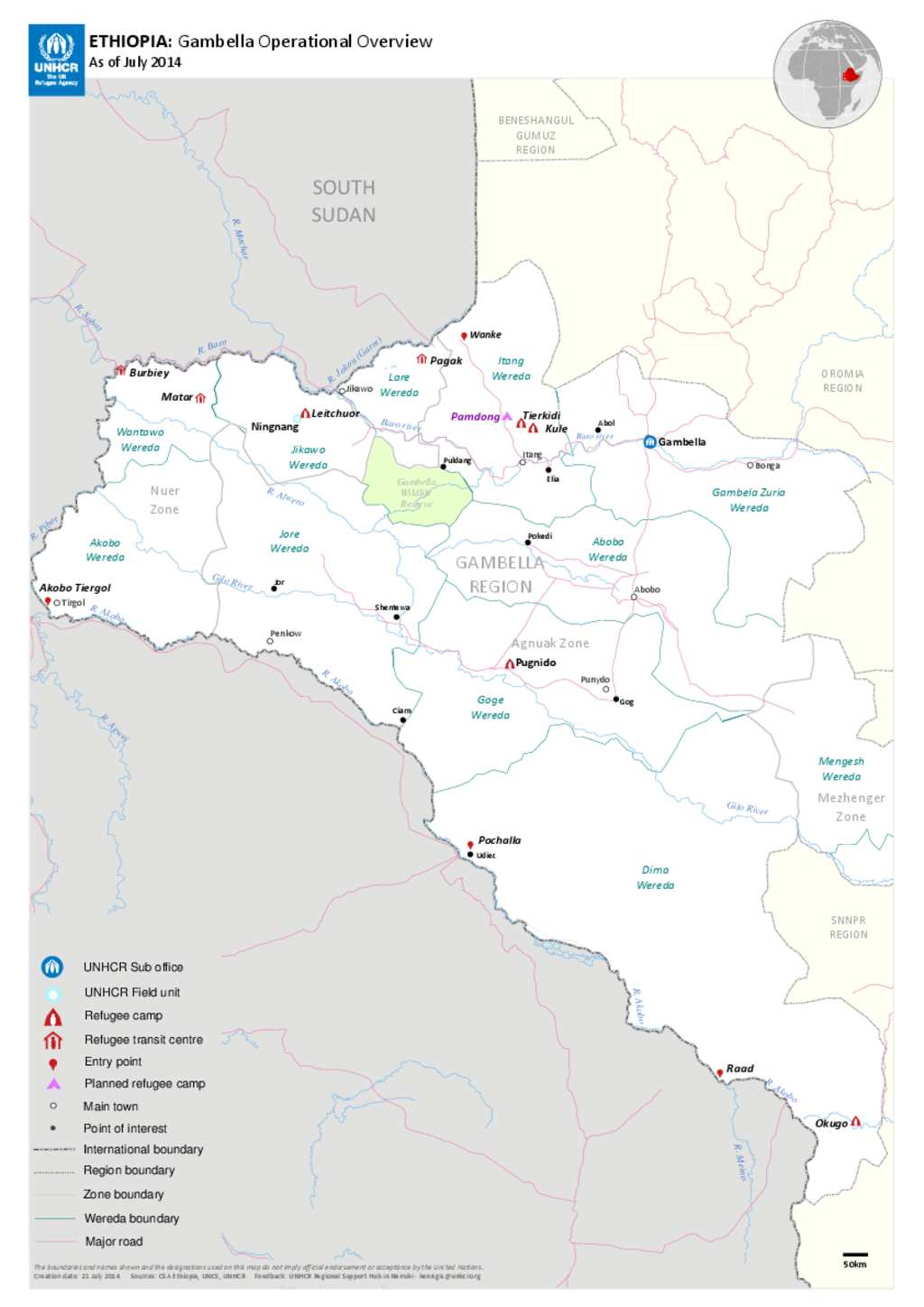 Document - Gambella Overview Map (Camps and Entry Points)