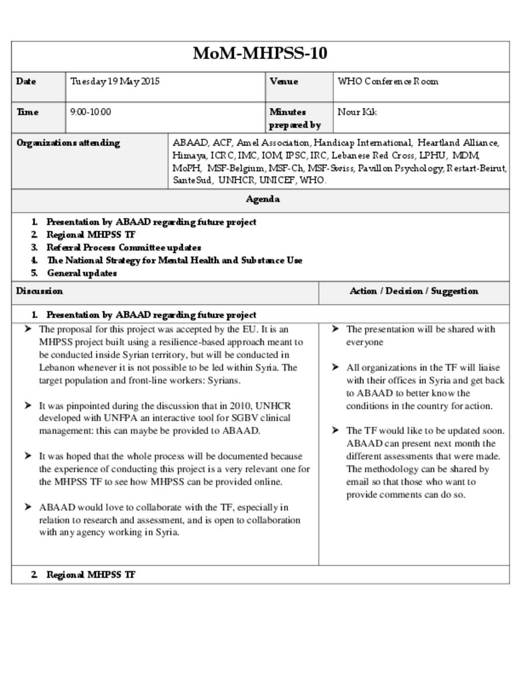 Document - Interagency-Health-MHPSS TF-Beirut-MoM-10/5/2015