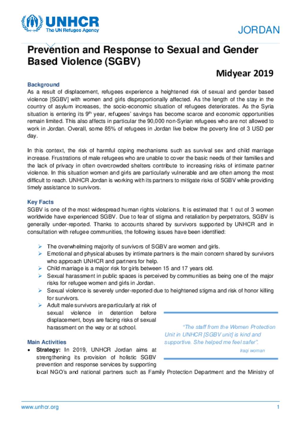 Document - Jordan - SGBV Factsheet (mid-year 2019)