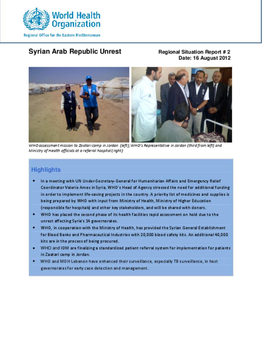 Document - WHO Regional Situation Report # 2