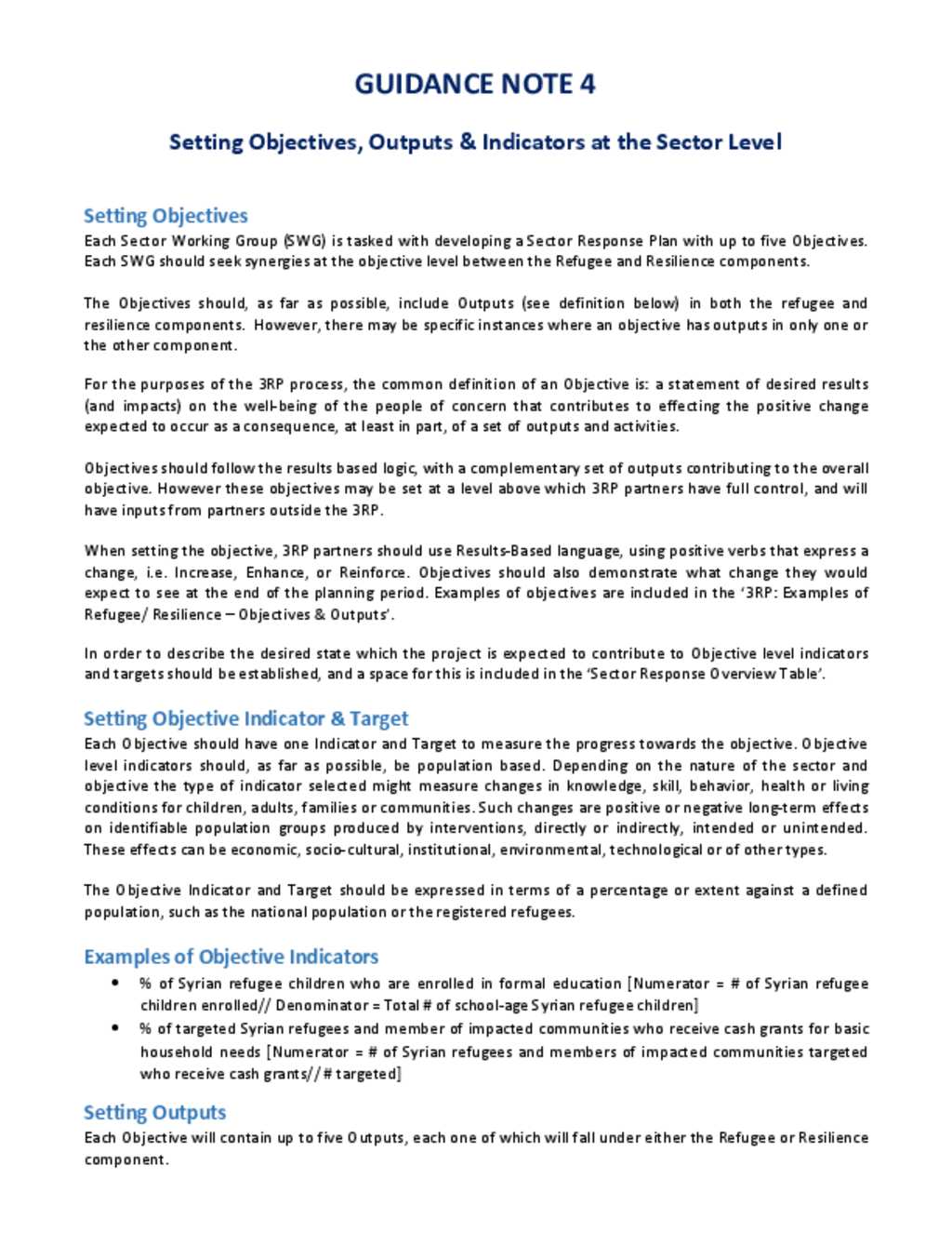 Document - 4 Guidance Note on Setting Objectives, Outputs & Indicators ...