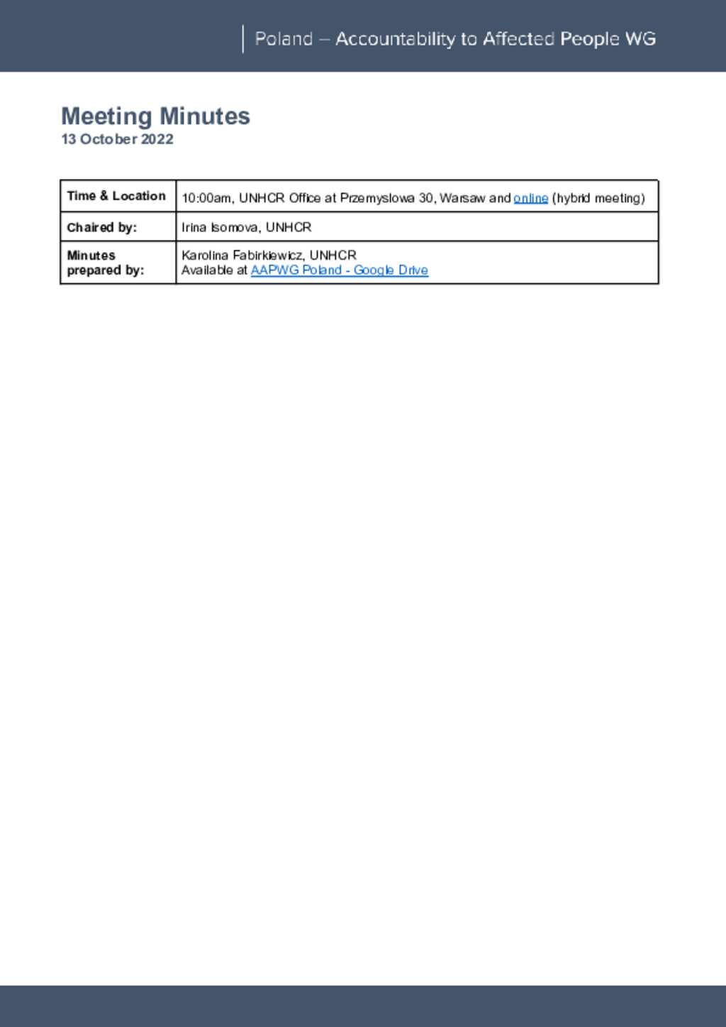 Document - AAP WG Meeting Minutes 13 October 2022