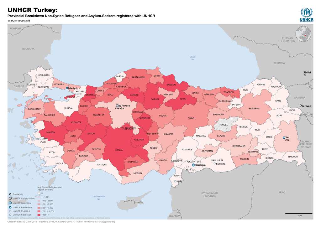Document - UNHCR Turkey: Provincial Breakdown Non-Syrian Refugees and ...
