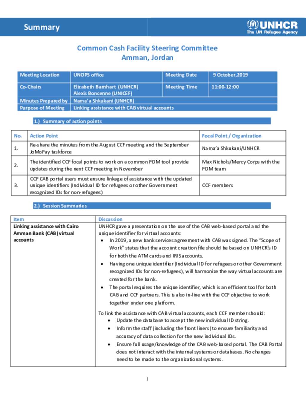 Document - CCF minutes of meeting, 9 October 2019