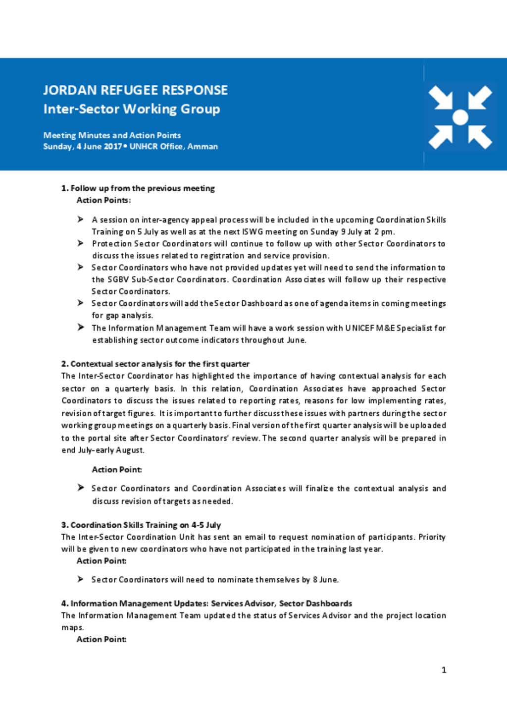 Document - Minutes of the Inter-Sector Working Group meeting (4 June 2017)