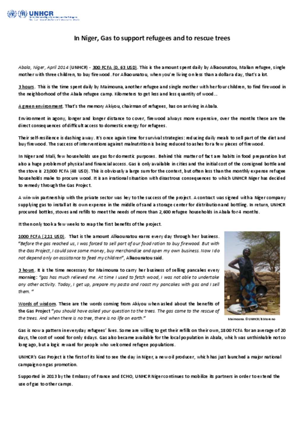 Document UNHCR In Niger Gas To Support Refugees And To Rescue Trees document-unhcr-in-niger-gas-to-support-refugees-and-to-rescue-trees