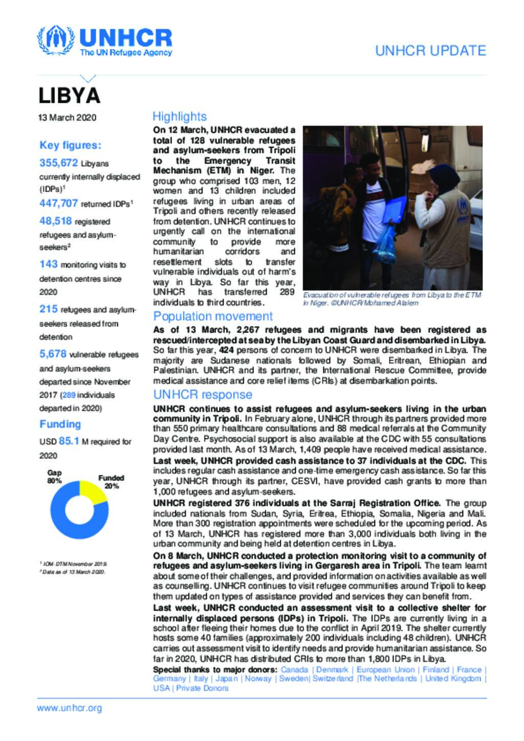 Document - UNHCR Libya Update 13 March 2020