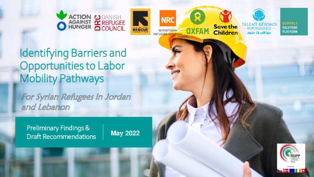 Document - Identifying Barriers and Opportunities to Labor Mobility Pathways For Syrian Refugees ...