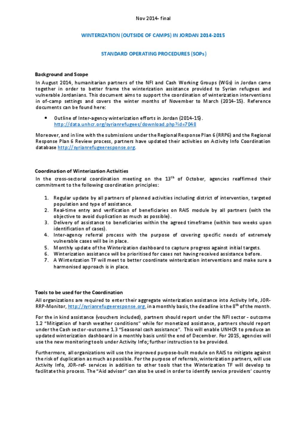 Document - Winterization SOPs 2014-2015