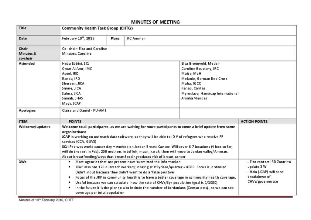 Document - Community Health Task Force Meeting Miuntes
