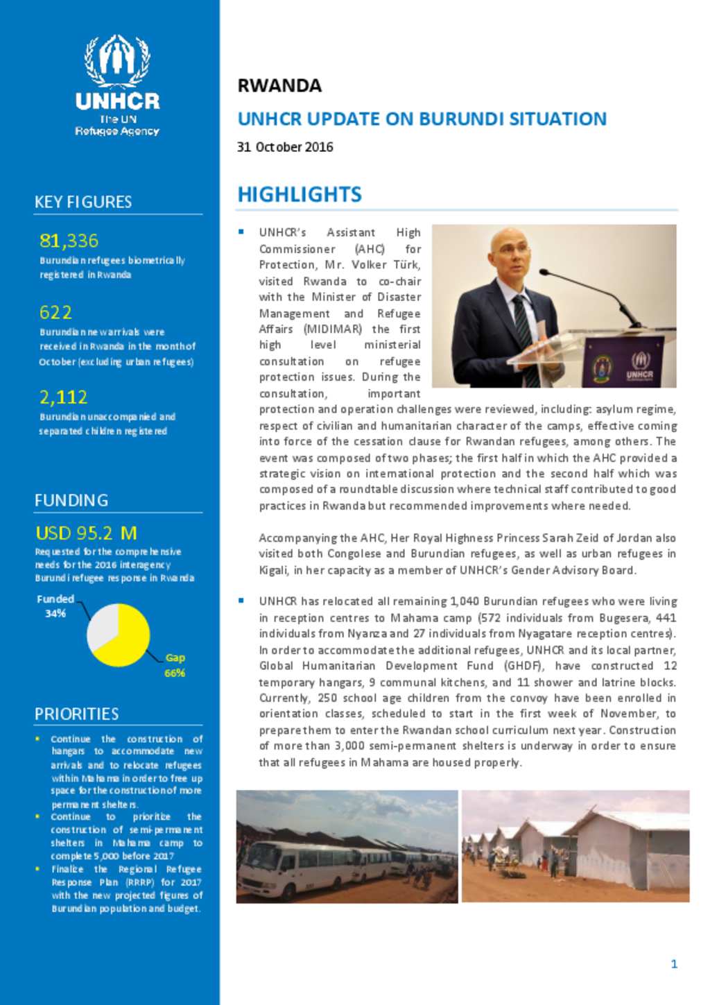 Document - UNHCR Rwanda -- Update on Burundi Situation (Oct 2016)