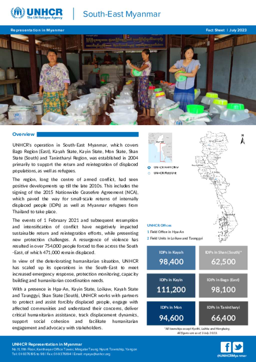 Document - UNHCR Myanmar - South-East Fact Sheet (July 2023 - English)