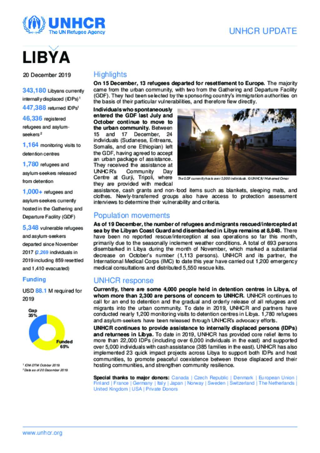 Document - UNHCR Libya Update 20 December 2019