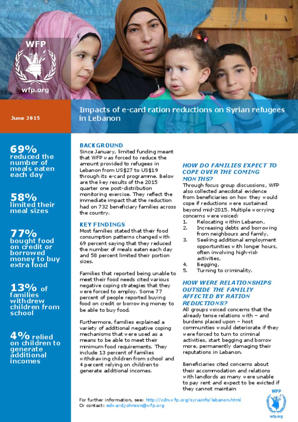 Document - WFP Impacts of e-card ration reductions on Syrian refugees ...