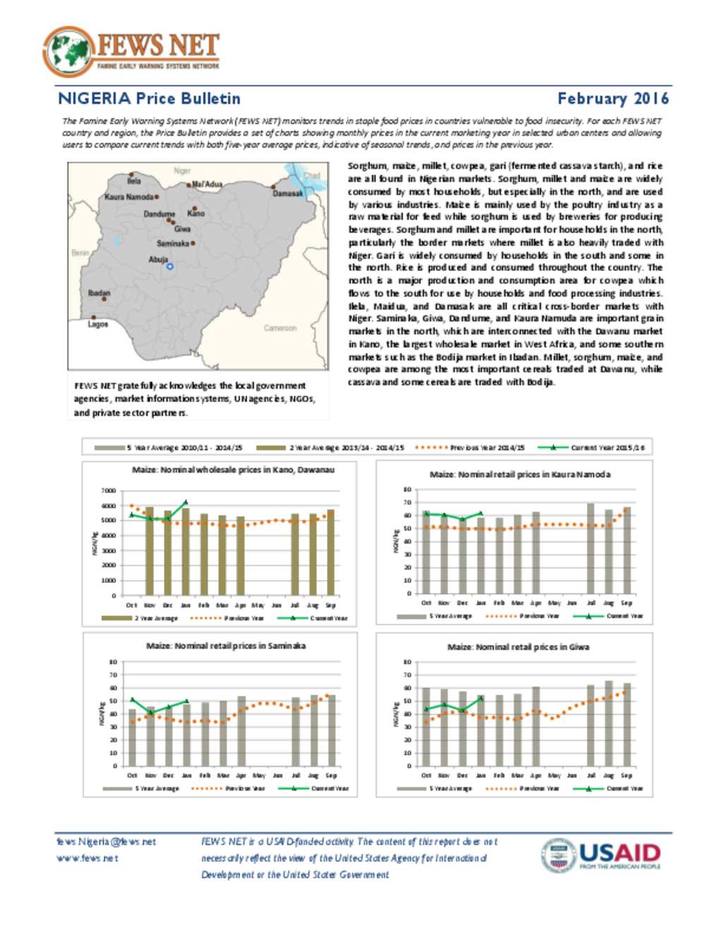 Document - FEWS NET NIGERIA Price Bulletin February 2016