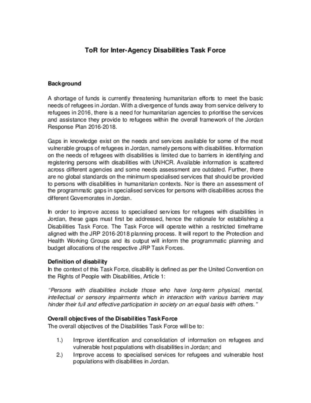 Document - Disabilities Task Force ToR
