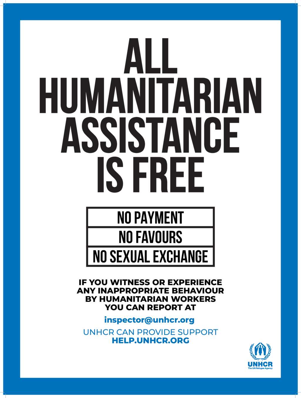 Document PSEA Poster All Humanitarian Assistance Is Free English 