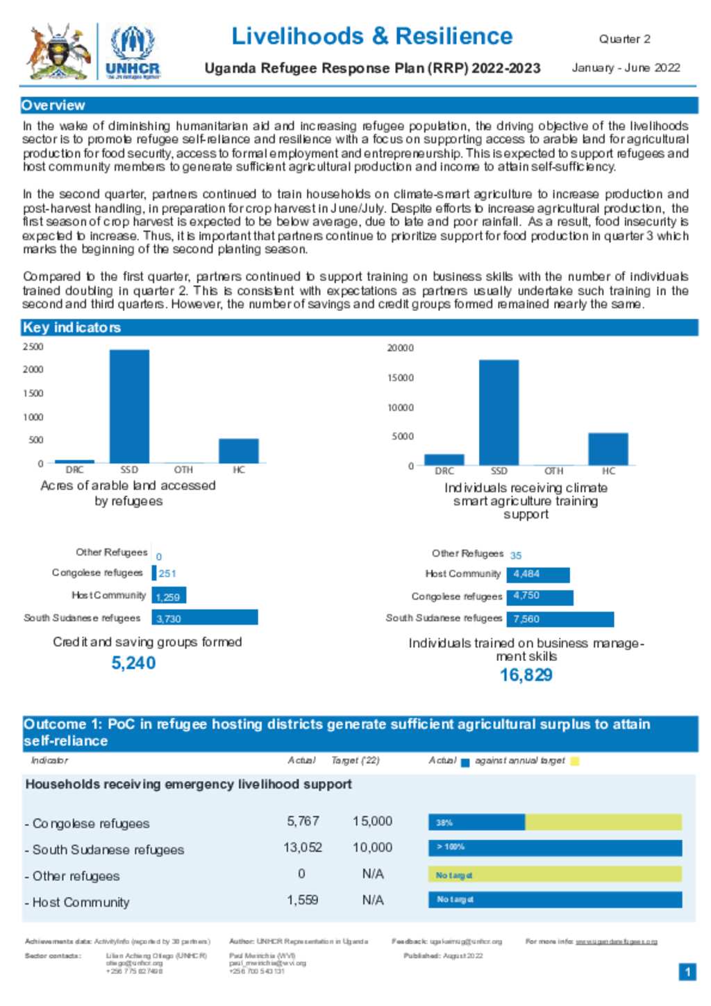 Document - Uganda Refugee Response: Livelihoods and Resilience ...