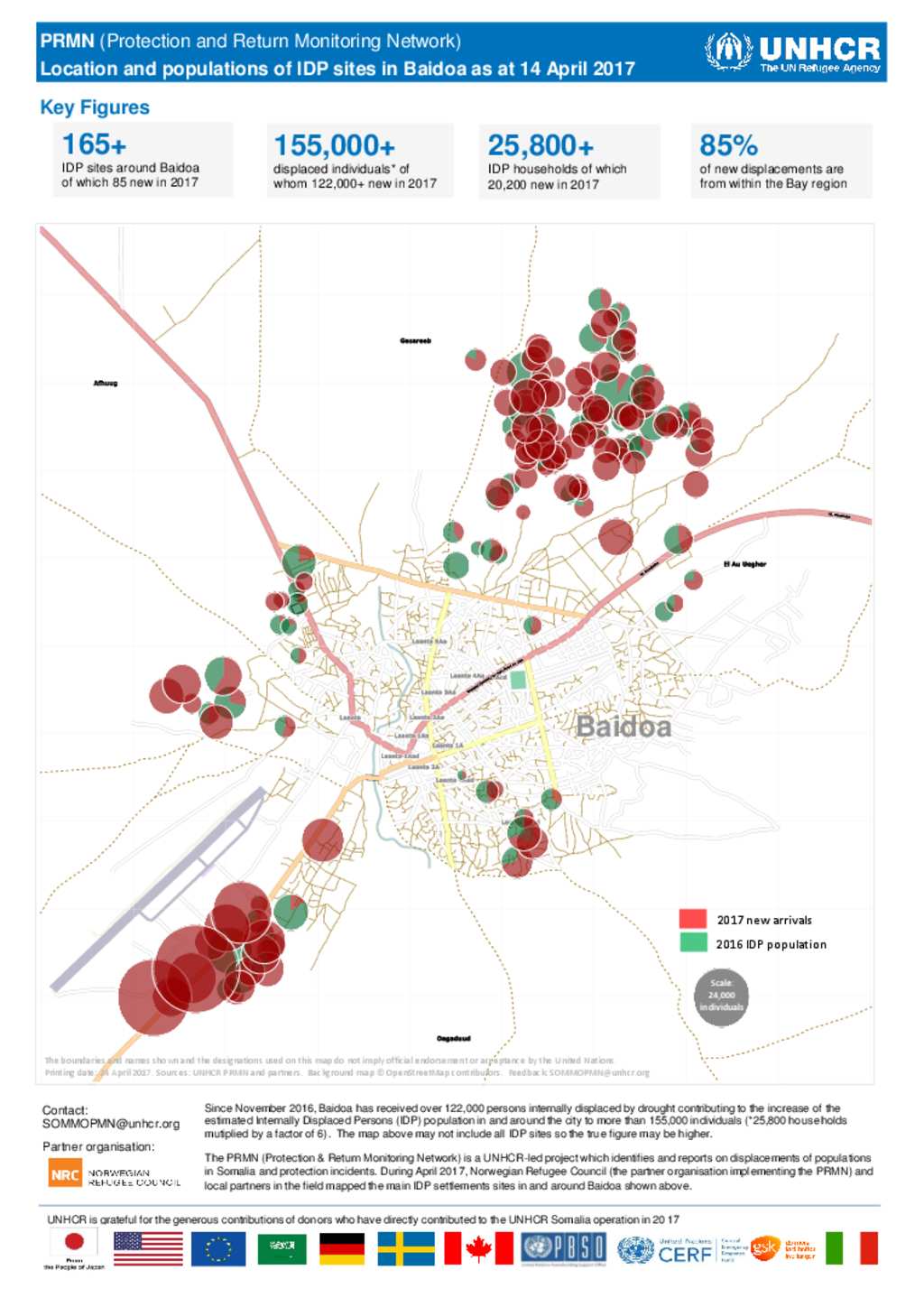 Document - BAIDOA MAP (PRMN) - Location and populations of IDP sites in ...