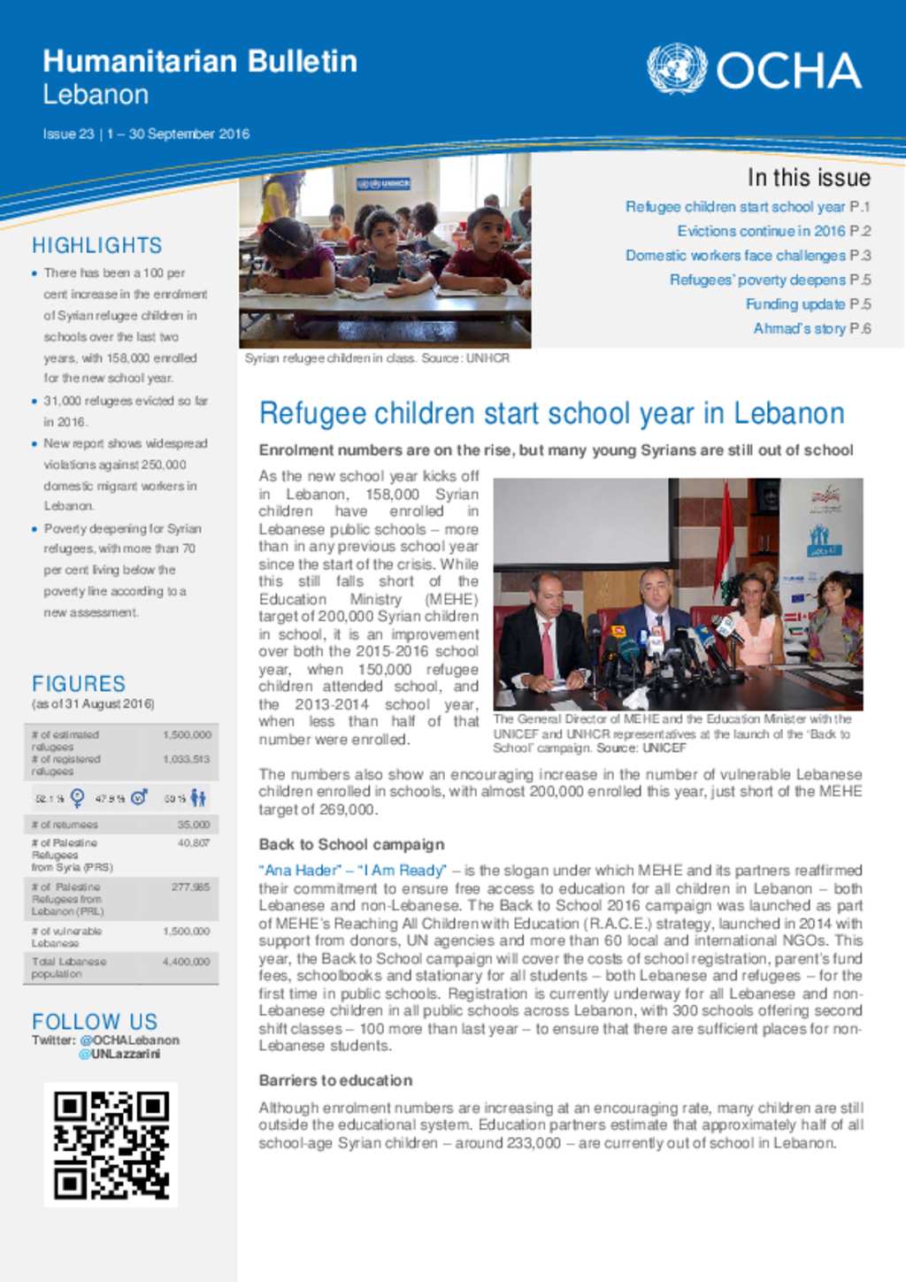Document - OCHA Lebanon Humanitarian Bulletin #23 English