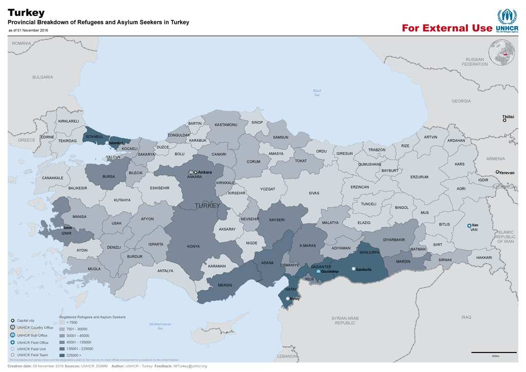 Document - UNHCR Turkey: Provincial Breakdown of Refugees and Asylum ...