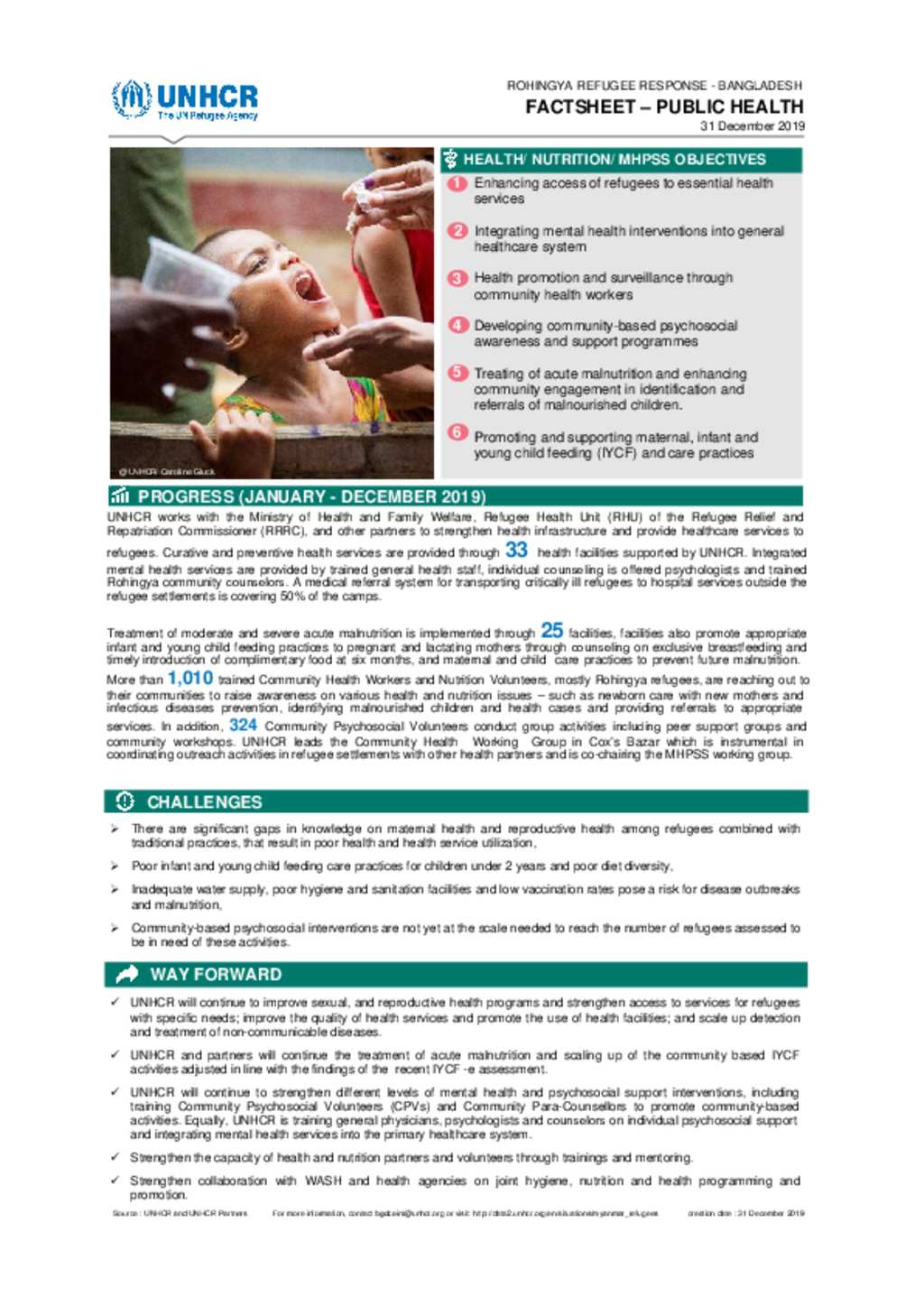 Document - Public Health Factsheet & Dashboard, UNHCR, Bangladesh, Cox ...