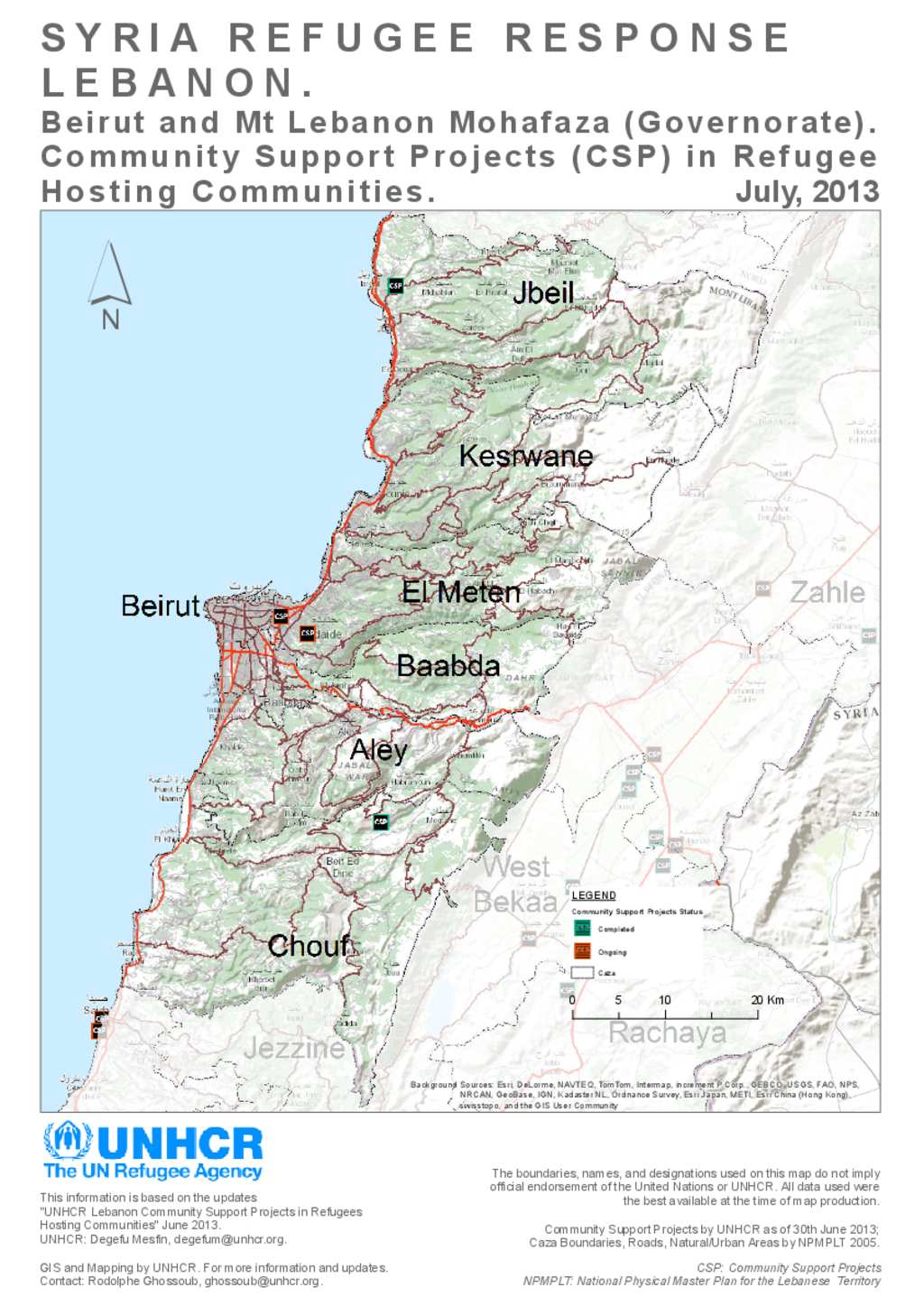 Document - Lebanon, CSP Map,30June2013, Community Support Projects In ...