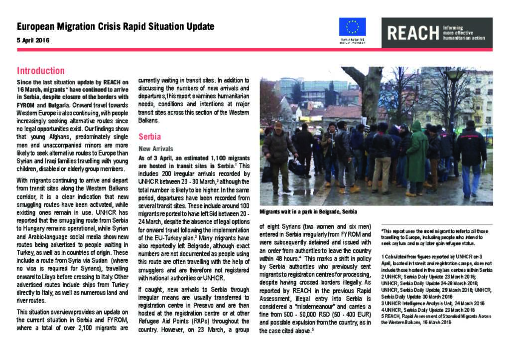 Document - European Migration Crisis Rapid Situation Update