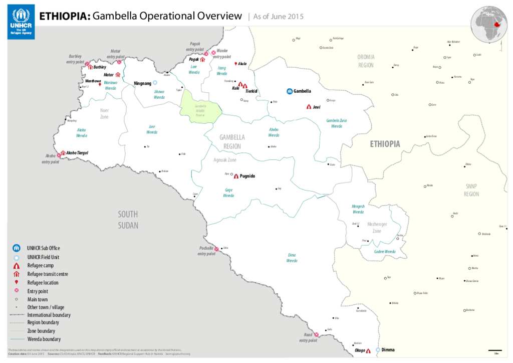 Document - Ethiopia - Gambella operational overview map - June 2015