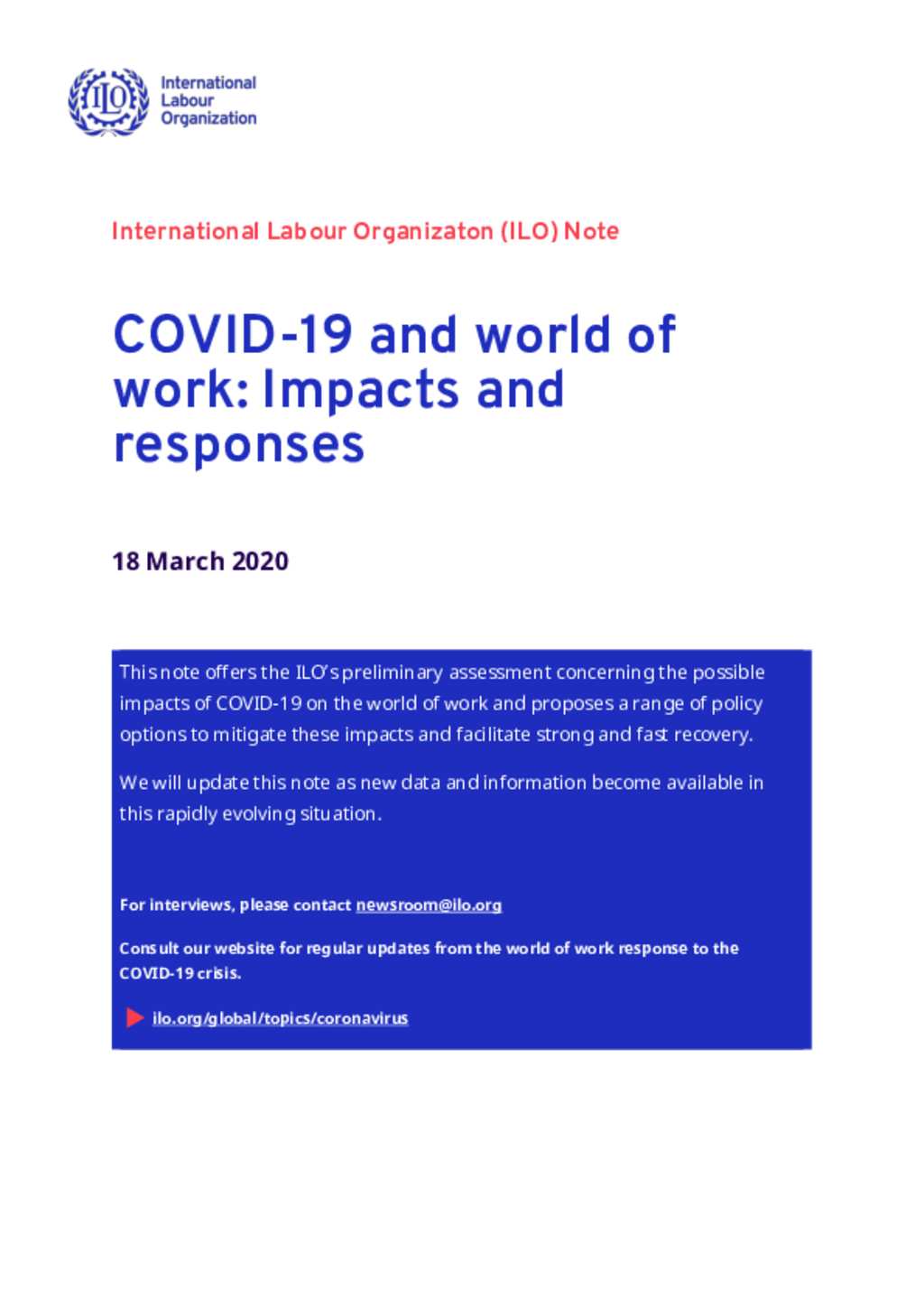 Document - COVID-19 and world of work: Impacts and responses