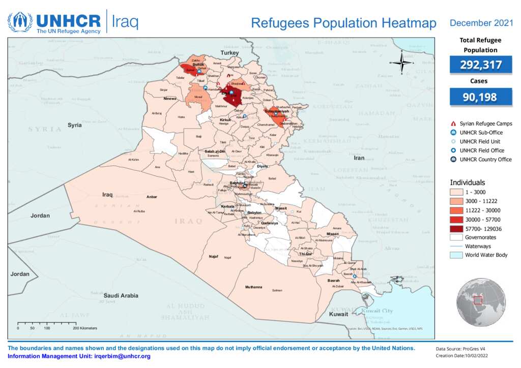 Document - UNHCR Iraq Refugees Population Heatmap Feb 2022