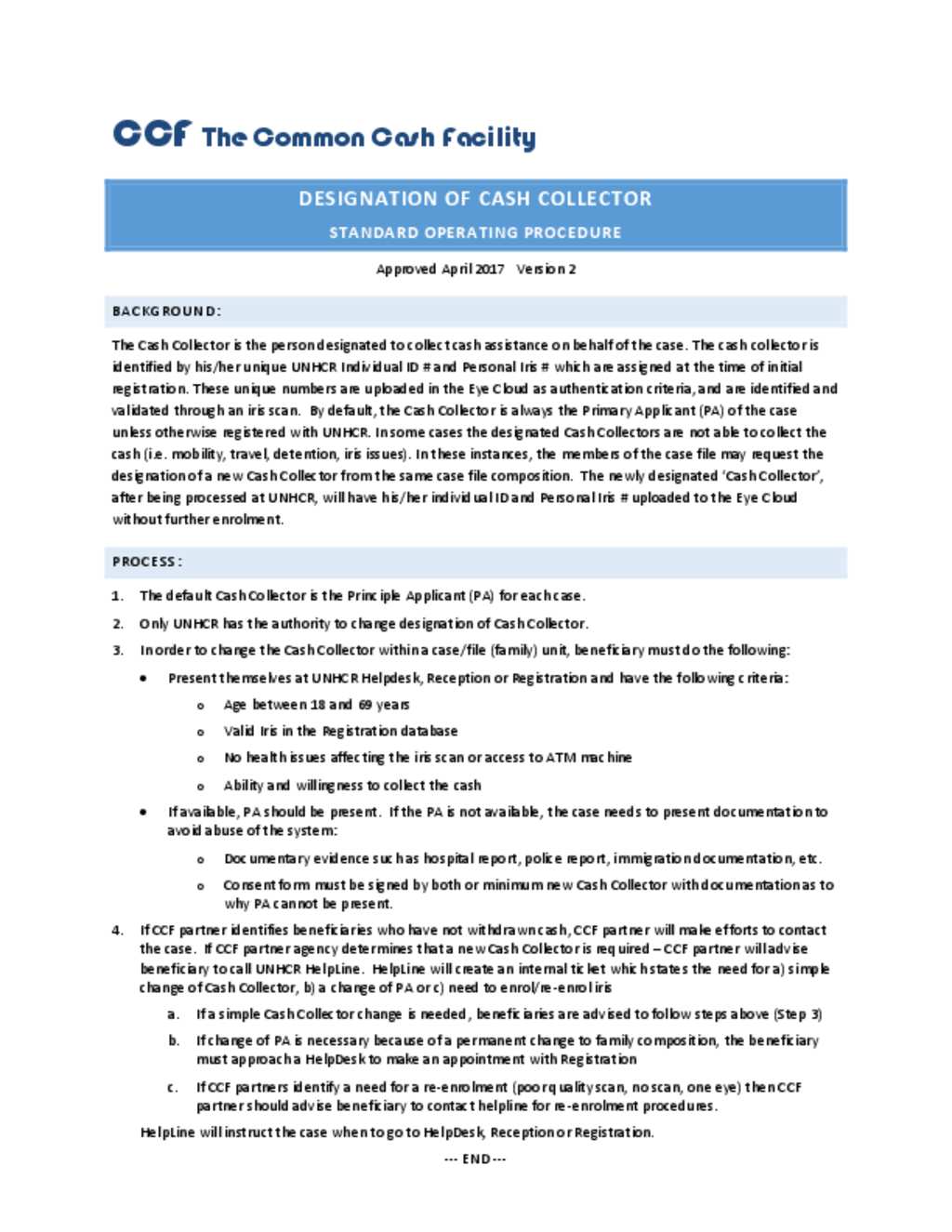 Document - CCF Cash Collector SOP