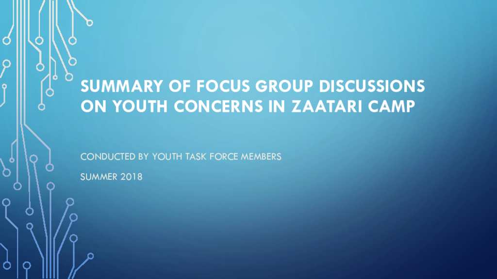 Document - Presentation of YTF FGDs on Zaatari Youth Concerns Summary 2018