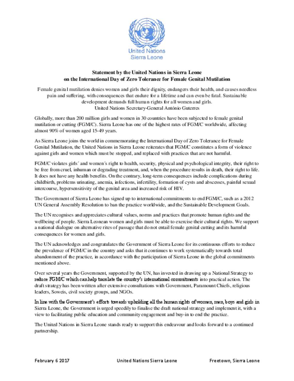 Document - Statement by the United Nations in Sierra Leone on the ...