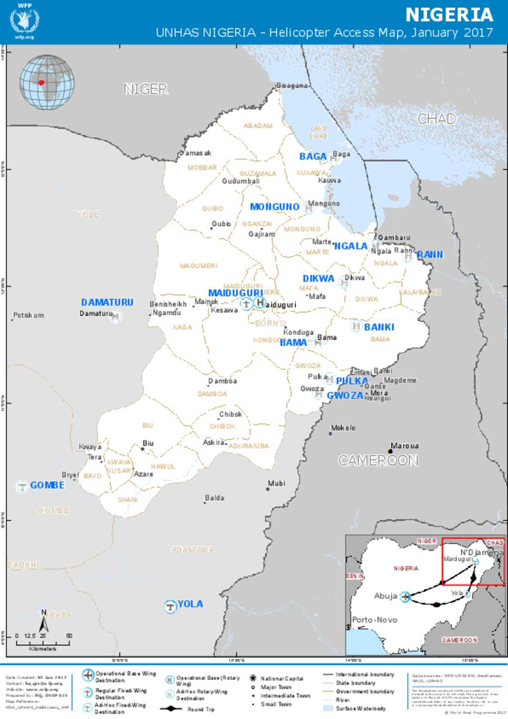 Document - UNHAS Nigeria - Helicopter Access Map, January 2017