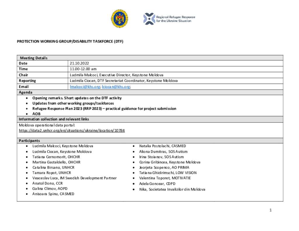 Document - Ukraine Situation - Moldova : Disability Task Force Meeting ...