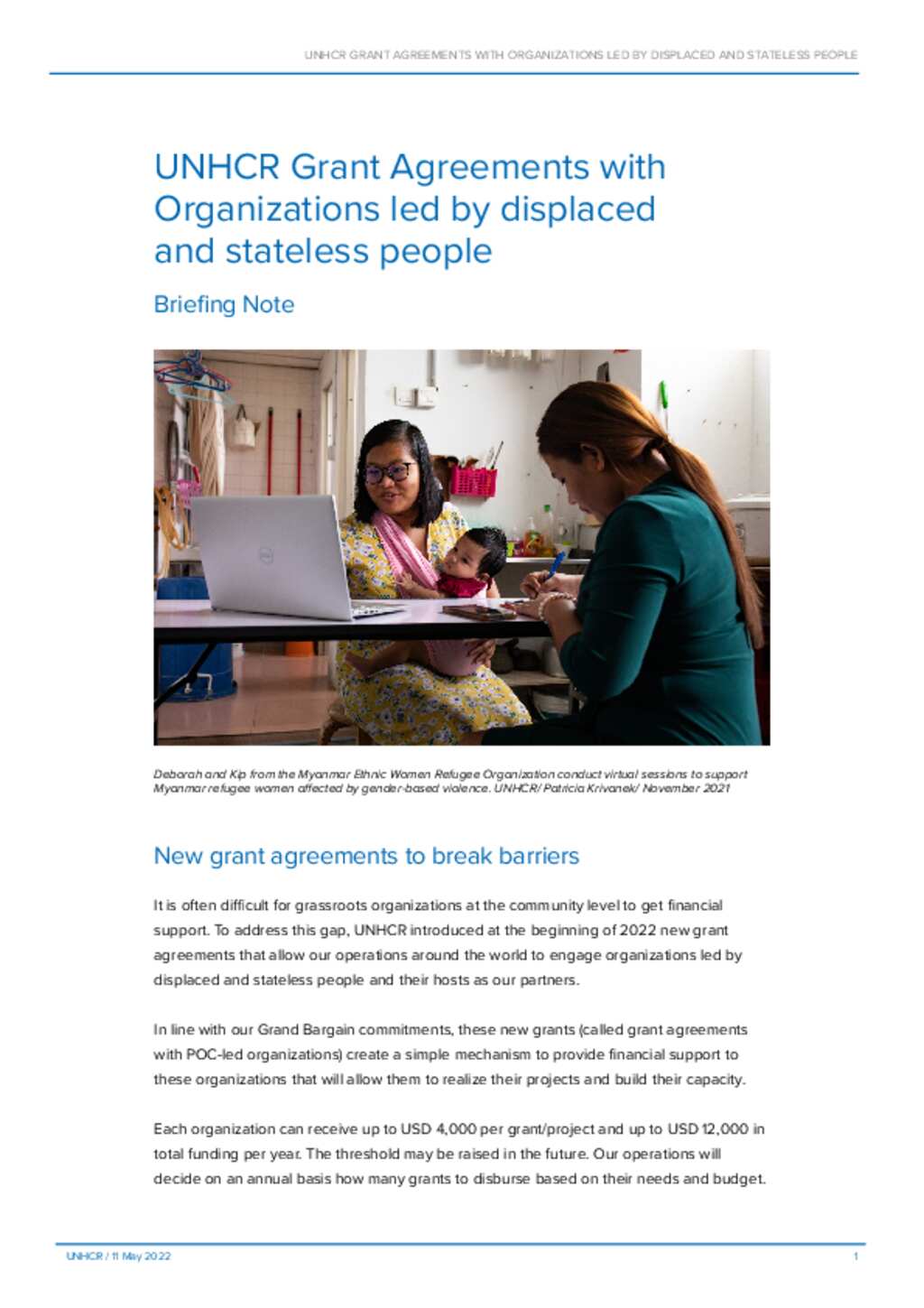 Document - UNHCR Grant agreements with organizations led by displaced ...