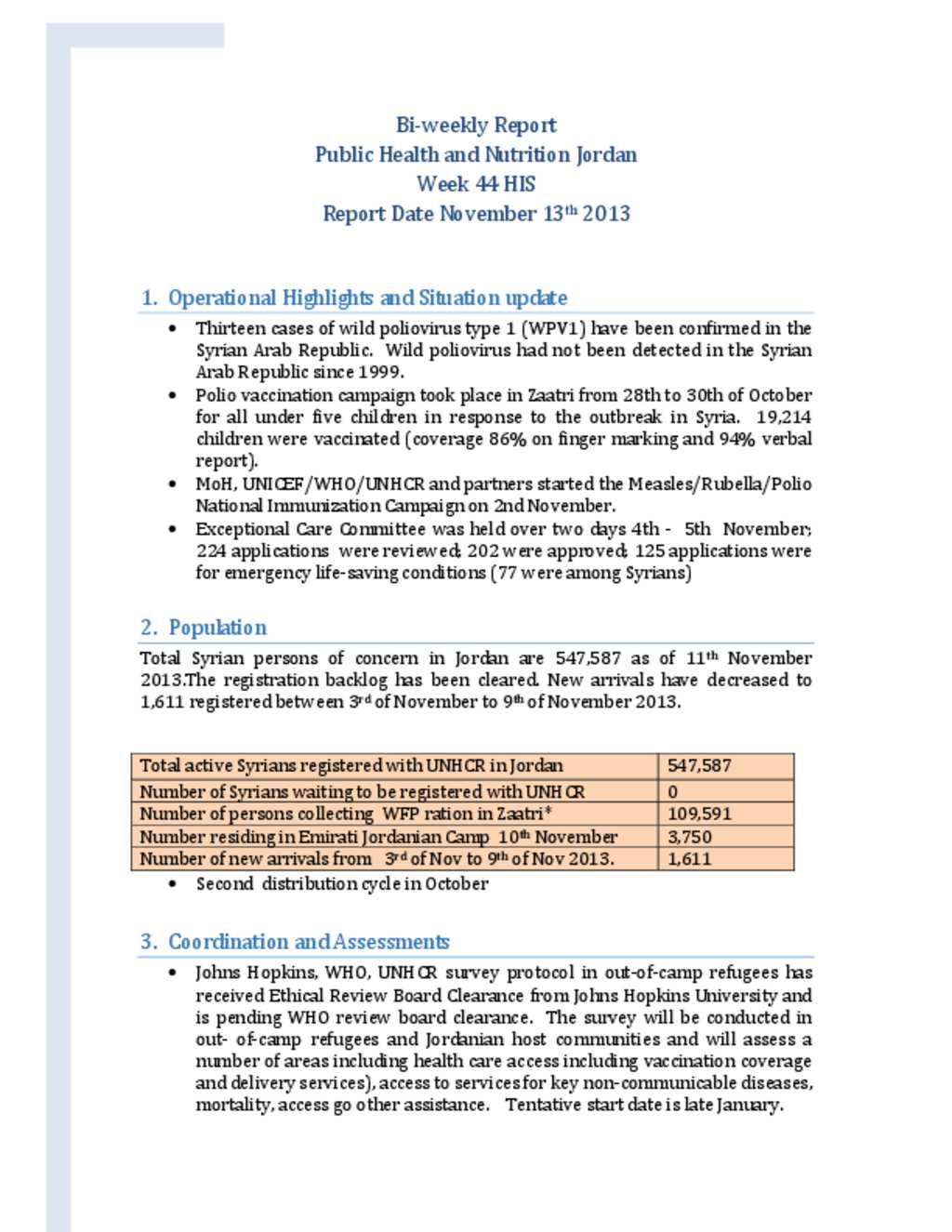 Document - Weekly Report Public Health and Nutrition Jordan Week 44 HIS
