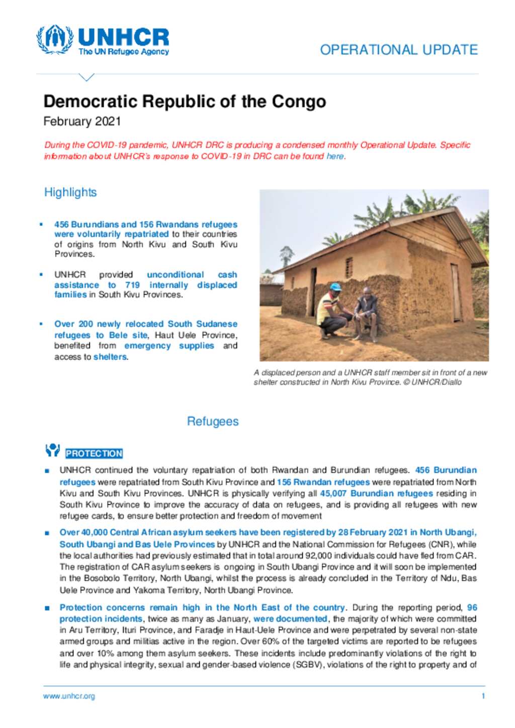 Document - UNHCR DRC - Operational Update (February 2021)