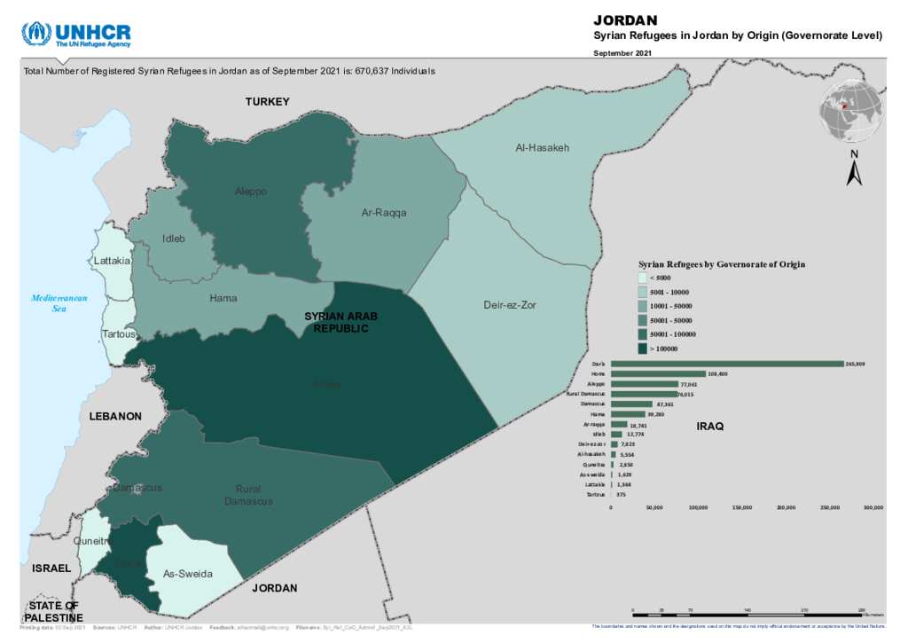 Document - Syrian Refugees in Jordan by Origin - September 2021