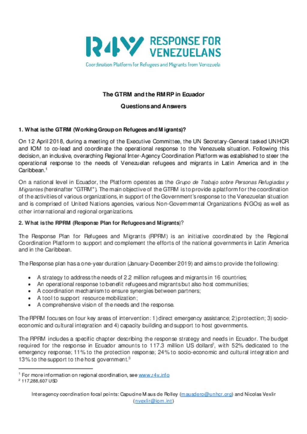 Document - R4V Questions and Answers - GTRM and RMRP in Ecuador [EN]