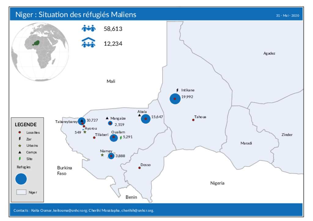 Document - UNHCR Niger - Région de Tahoua et Tillabery, carte situation ...