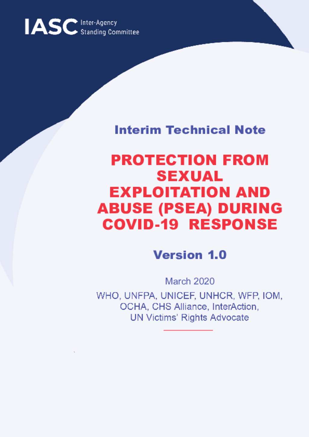 Document - IASC Interim Technical Note: Protection from Sexual Exploitation and Abuse (PSEA ...