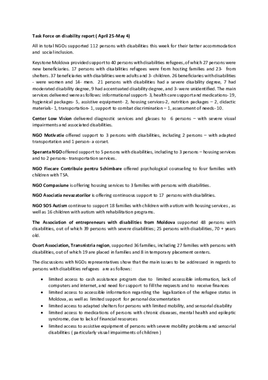 Document - Ukraine Situation - Moldova : Disability Task Force Weekly ...