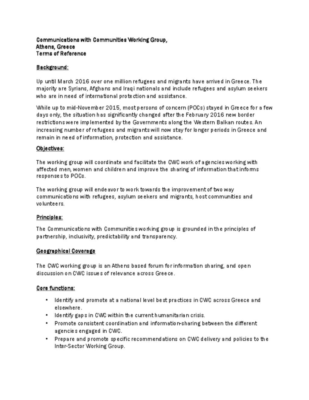 Document - TOR of Communication with communities Working Group as of 7 ...