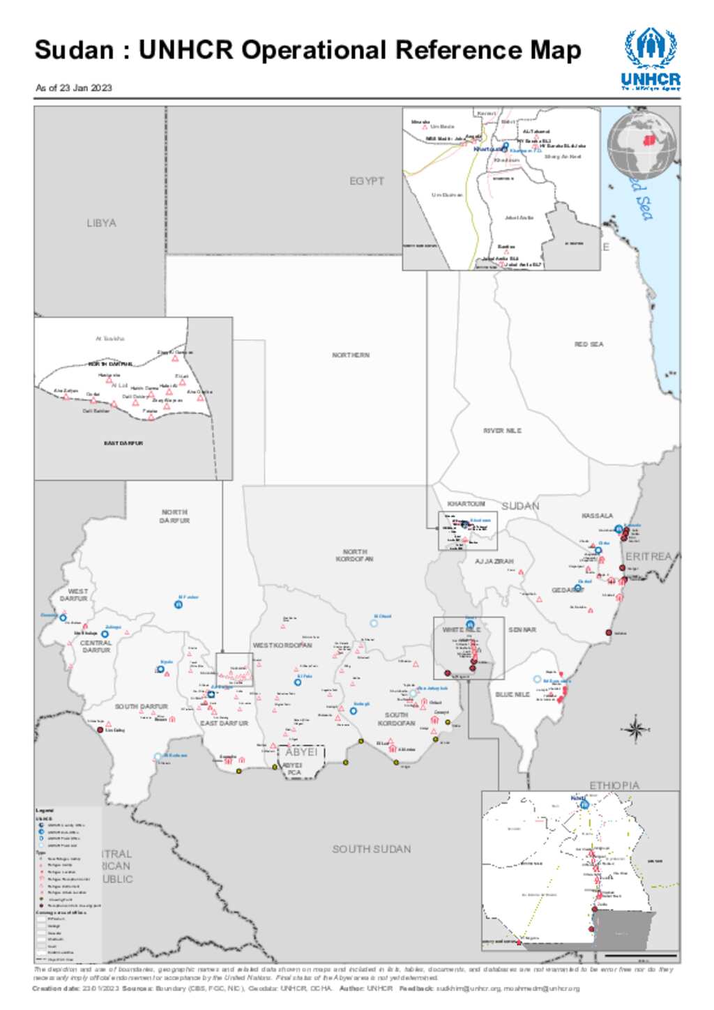 Document - Sudan : UNHCR Operational Reference Map 2023