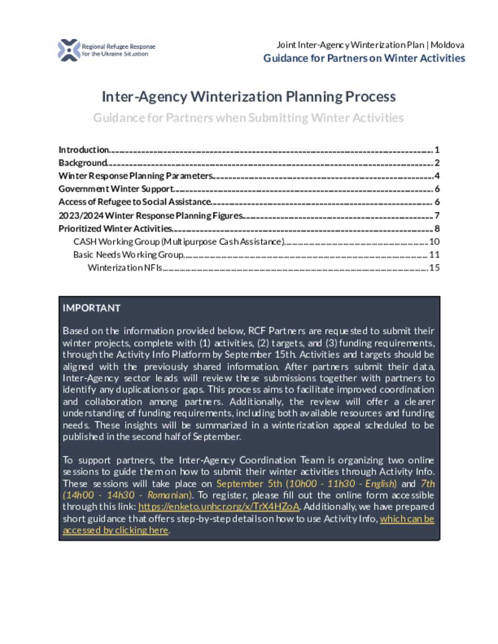 Document - Inter-Agency Winterization Planning: Guidance for Partners when Submitting Winter ...