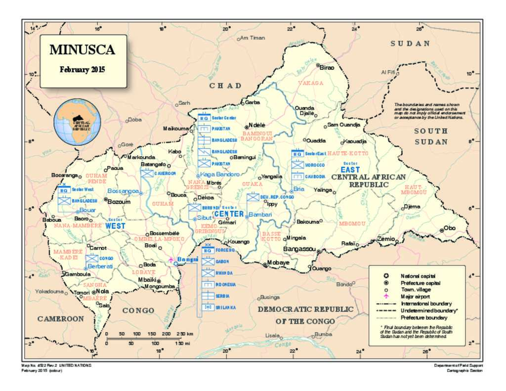 Document - Map of MINUSCA presence in CAR (February 2015)