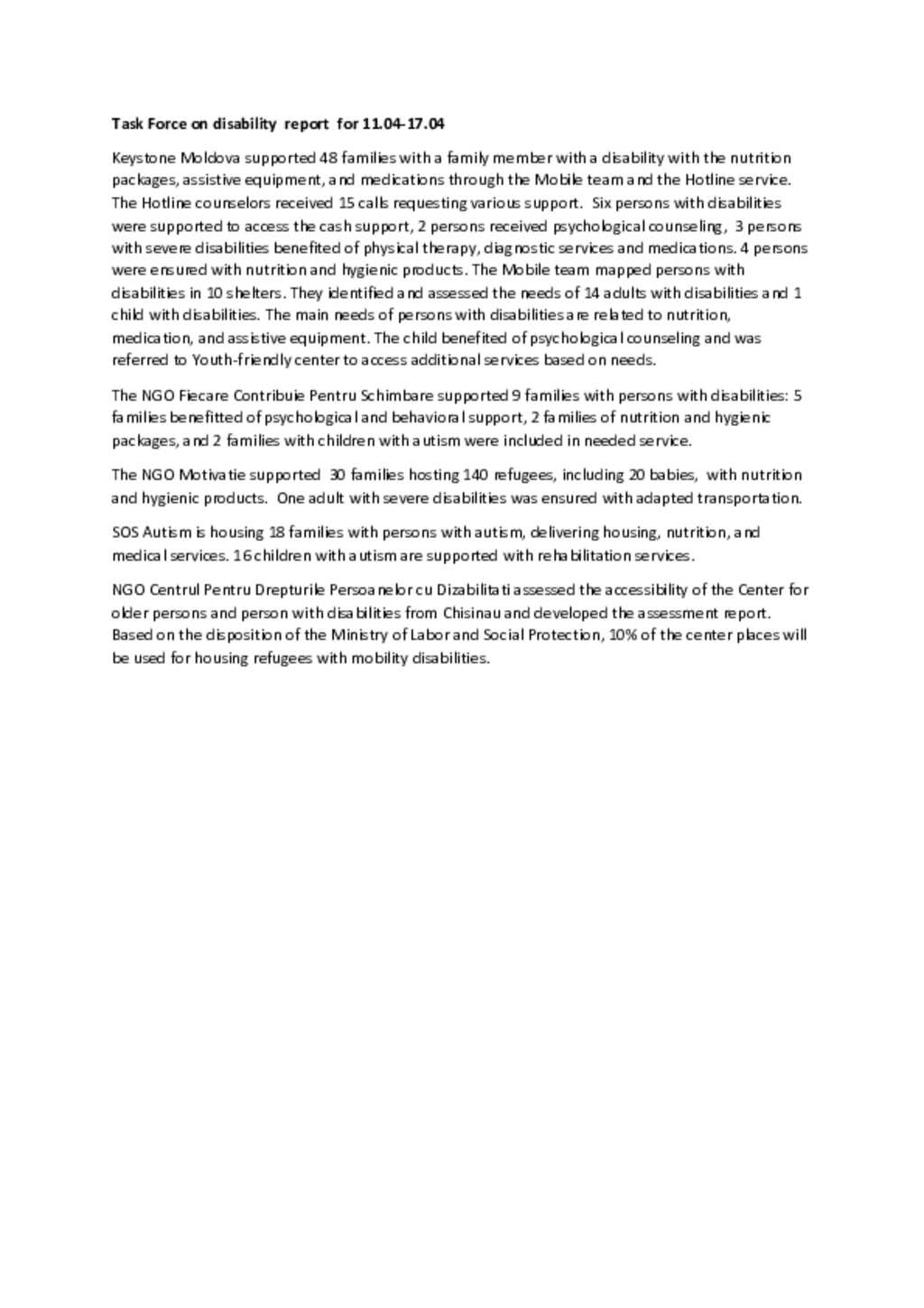 Document - Ukraine Situation - Moldova : Disability Task Force Weekly ...